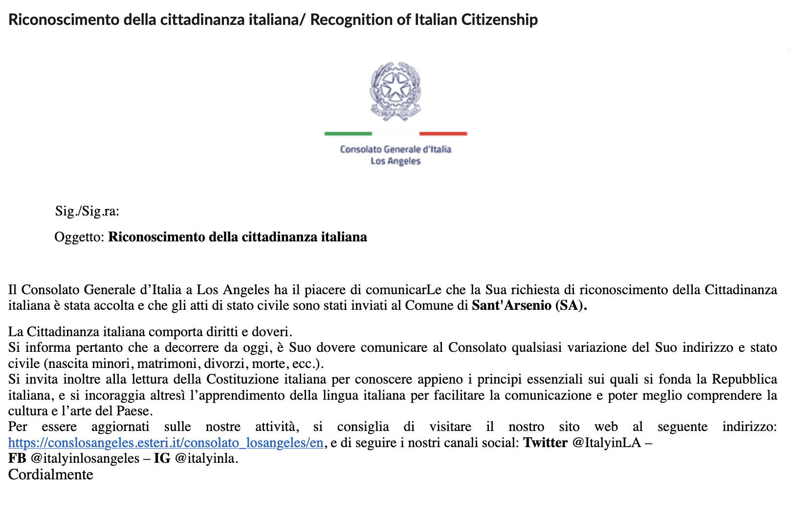 Italian Dual Citizenship :: Doppia Cittadinanza